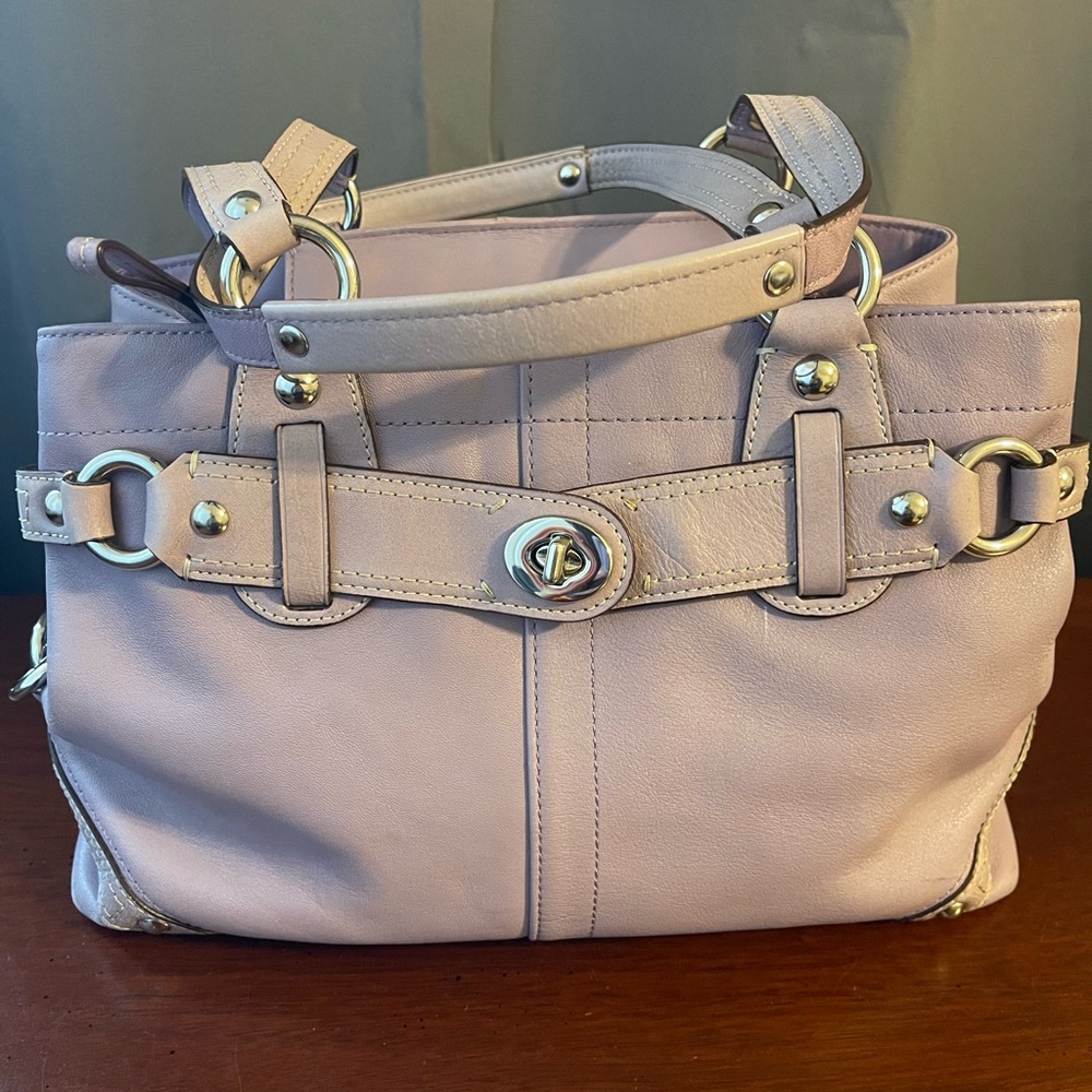 Genuine Coach Carly Lilac Leather Carryall Purse Bag … - Gem